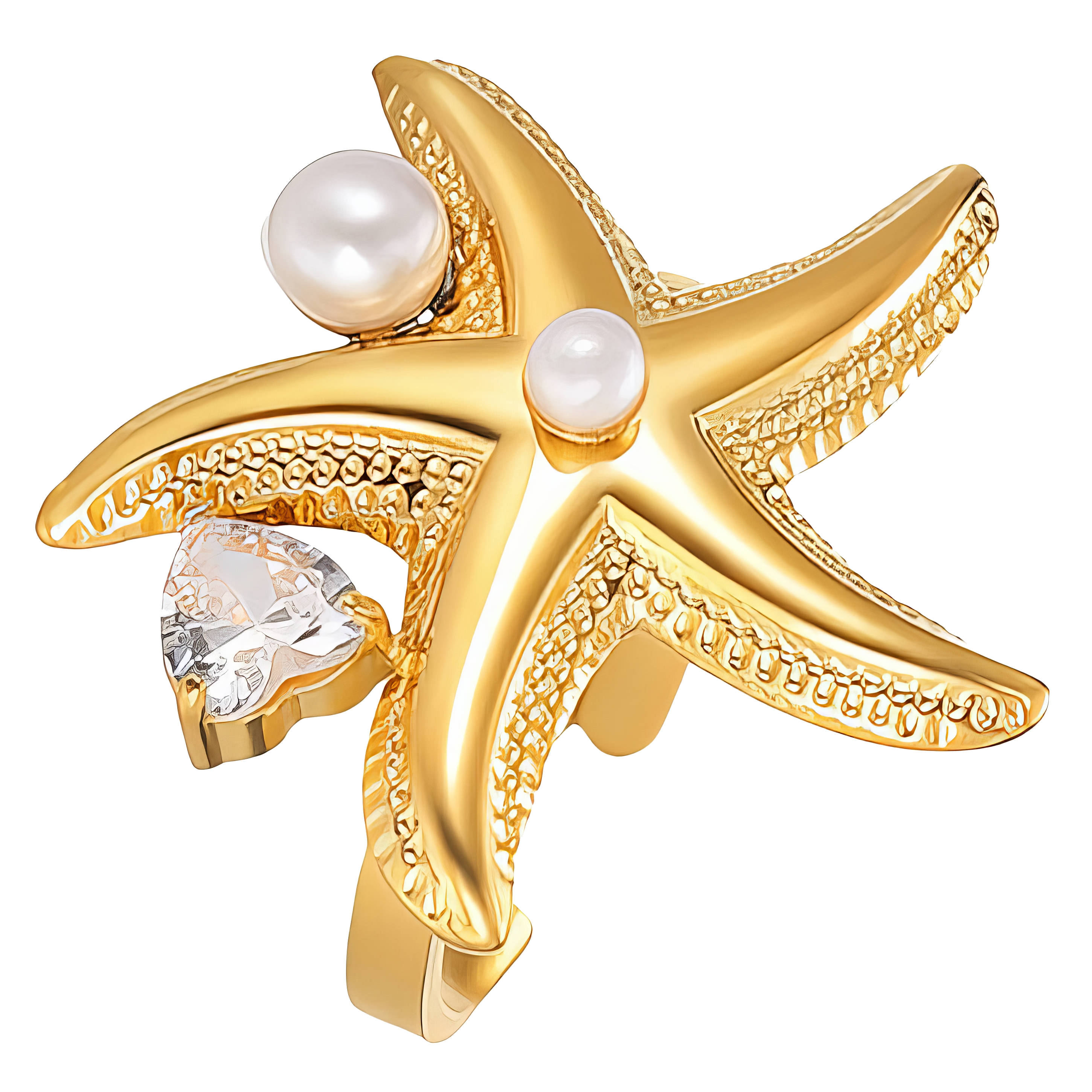 "Starfish" Ring, 18K Gold Plated Steel SKU #90521-0 wholesale supplier -Glozzo