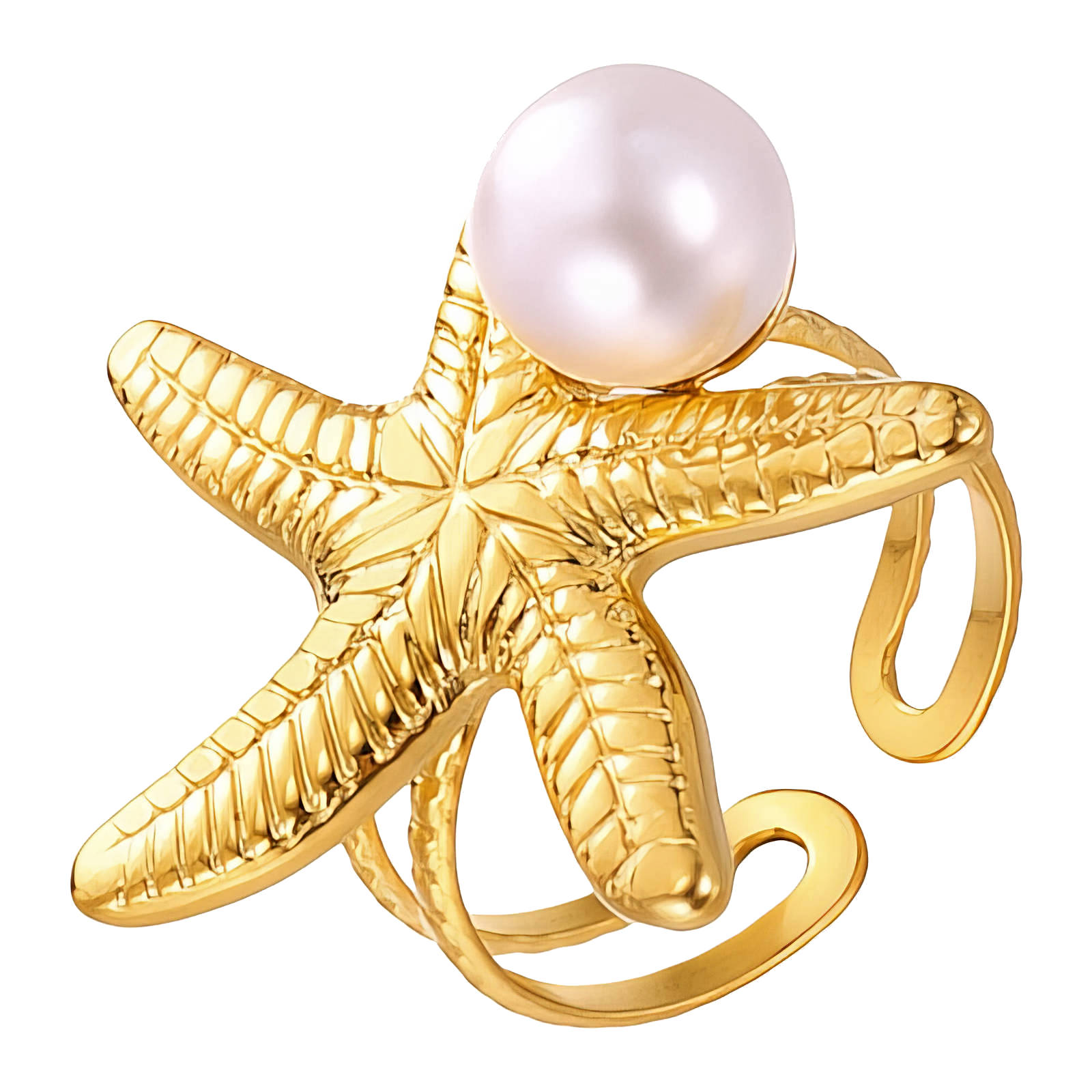 "Starfish" Ring, 18K Gold Plated Steel SKU #90549-0 wholesale supplier -Glozzo