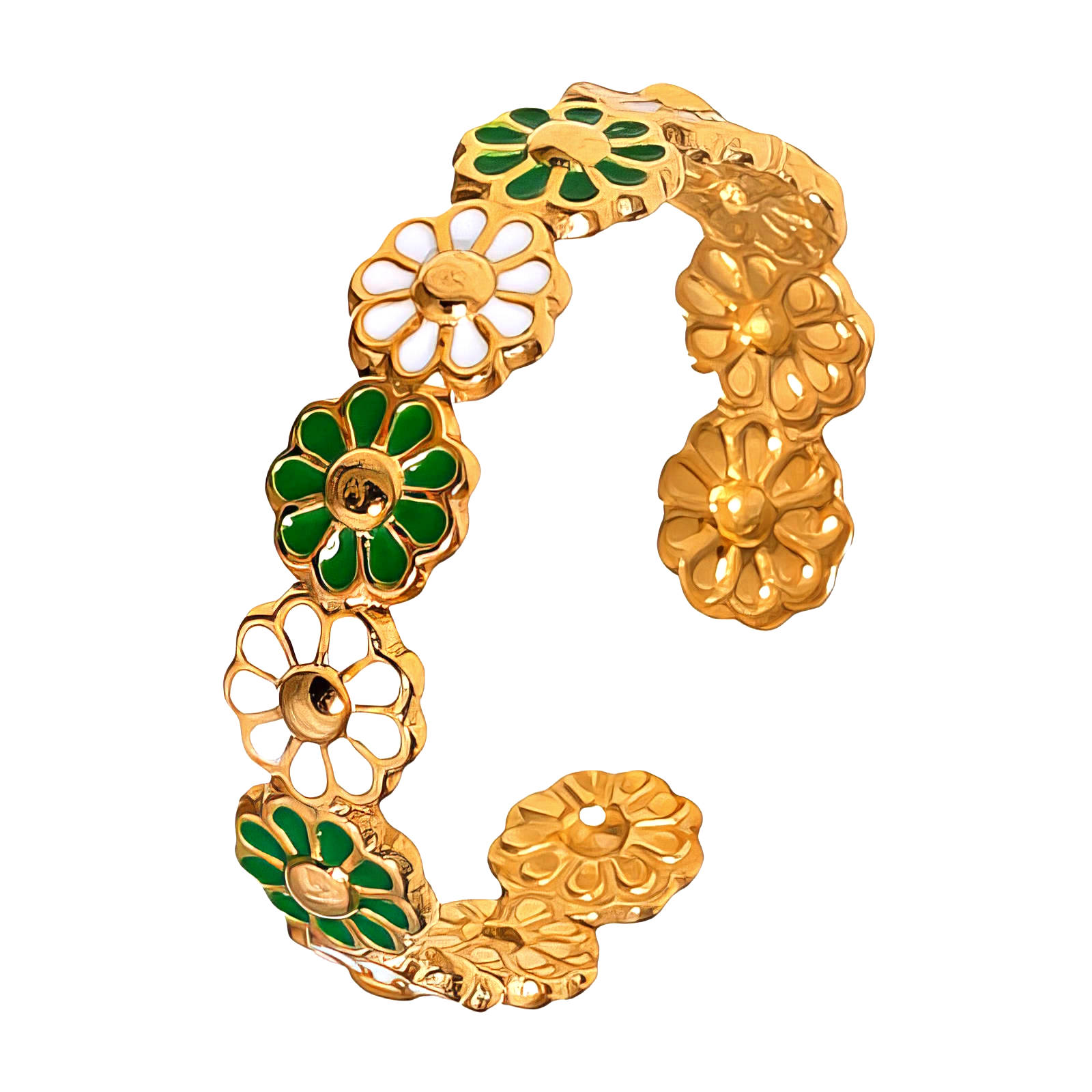 "Flower Meadow" Ring, 18K Gold Plated Steel SKU #90640-0 wholesale supplier -Glozzo