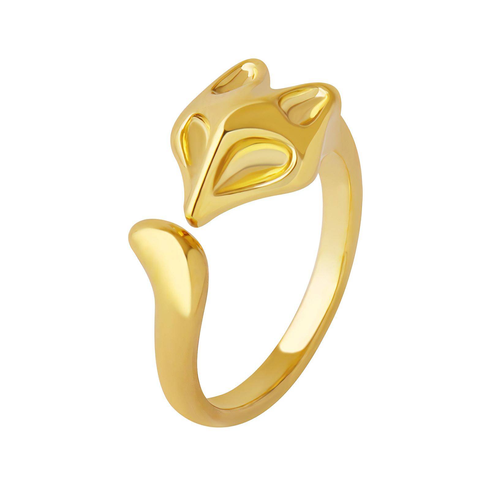 18K gold plated "Fox" finger ring, Intensity SKU #85041-4 wholesale supplier -Glozzo