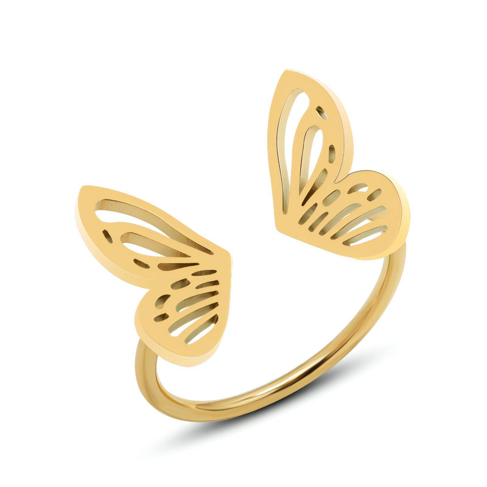 18K gold plated Stainless steel "Butterfly" finger ring, Intensity SKU ...