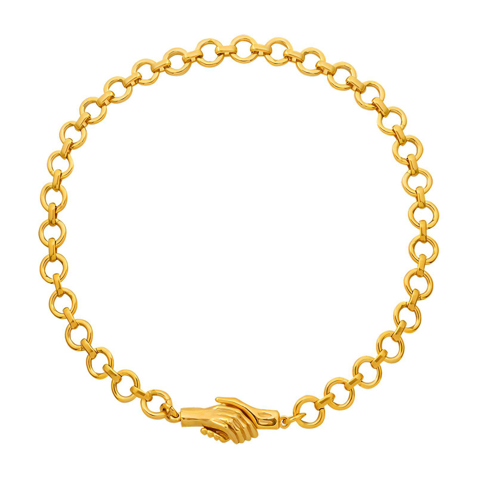 18K gold plated Stainless steel "Handshake" necklace, Intensity SKU ...
