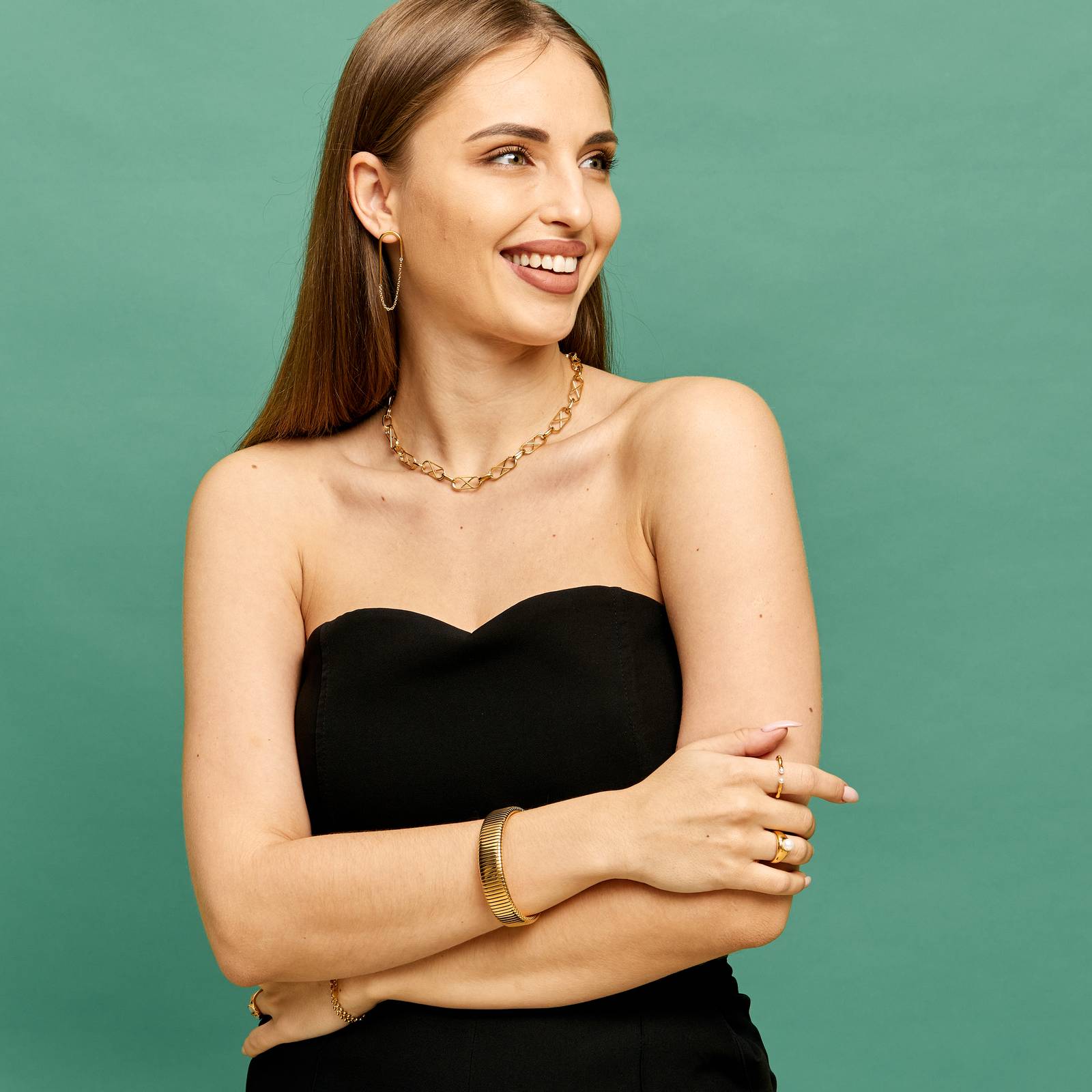 18K gold plated Stainless steel bracelet, Intensity SKU #85012-4 ...