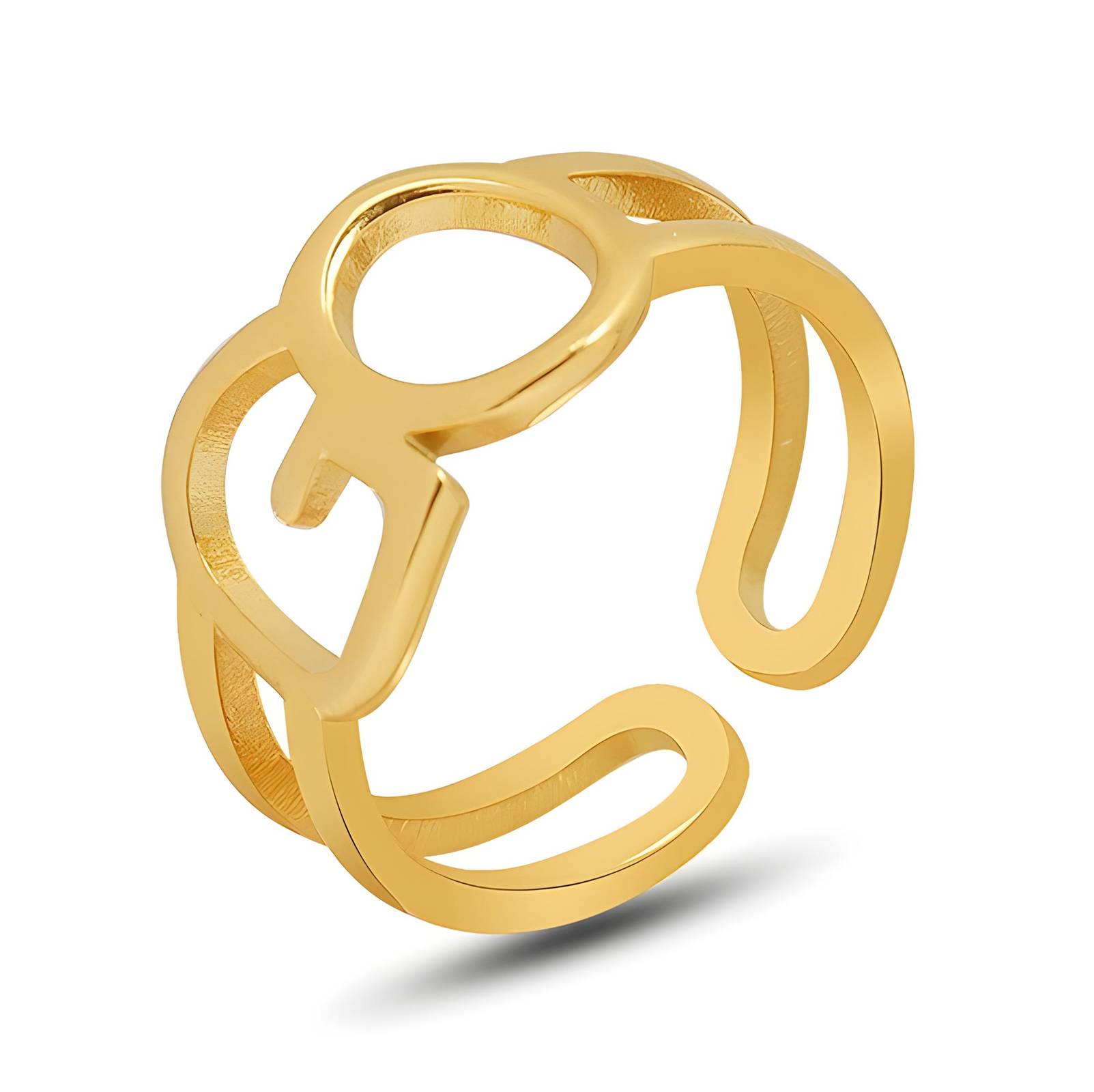 18K gold plated Stainless steel "GO" finger ring, Intensity SKU #85649 ...