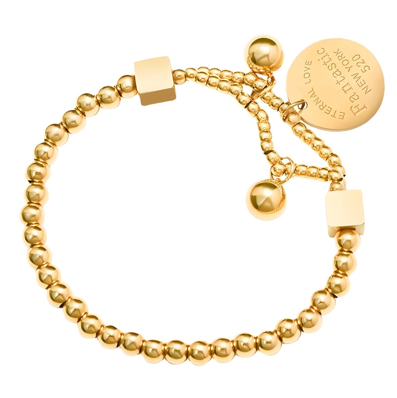 18K gold plated Stainless steel "Coin" bracelet, Intensity SKU #86238-0 ...