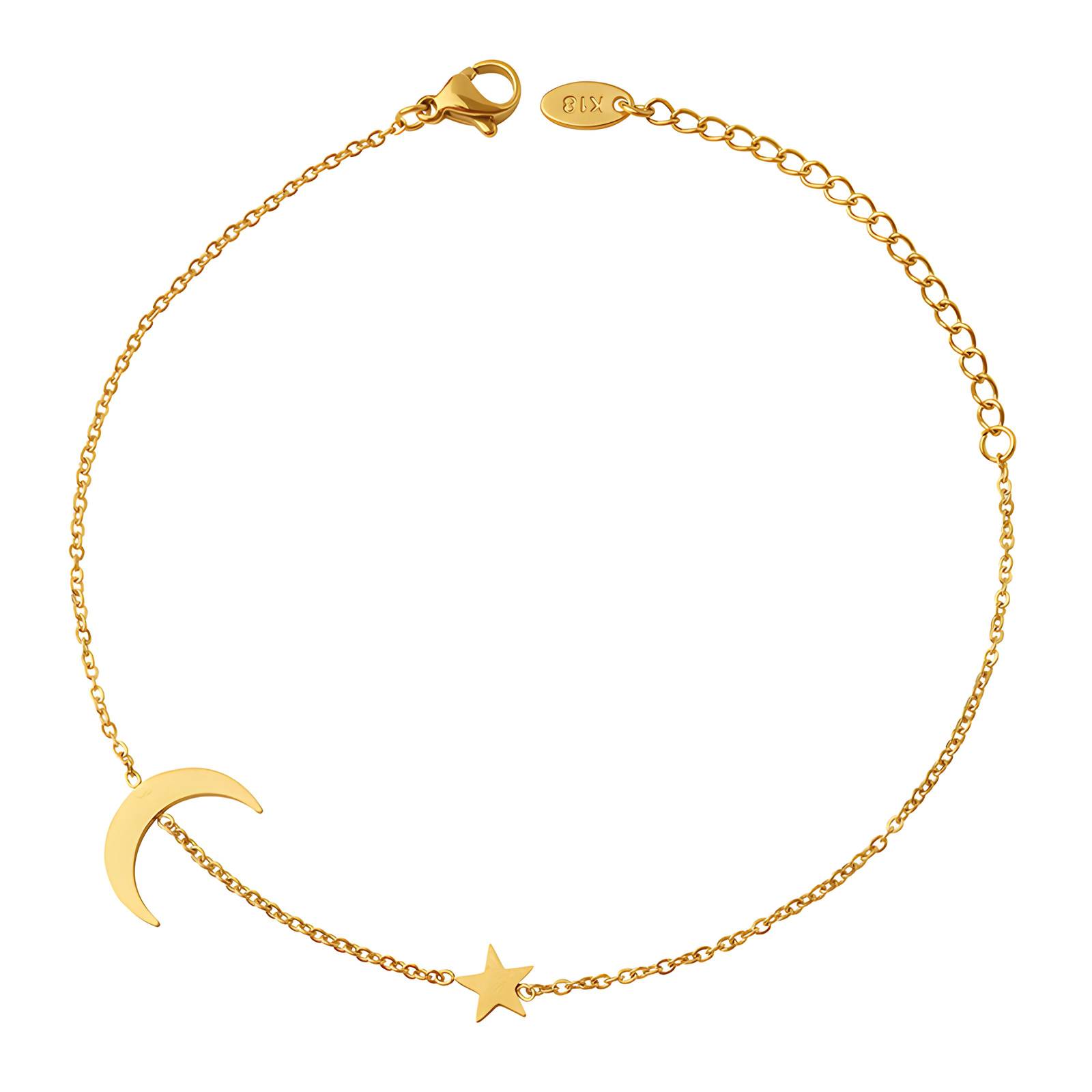 18K gold plated Stainless steel "Crescent and Star" anklet, Intensity ...