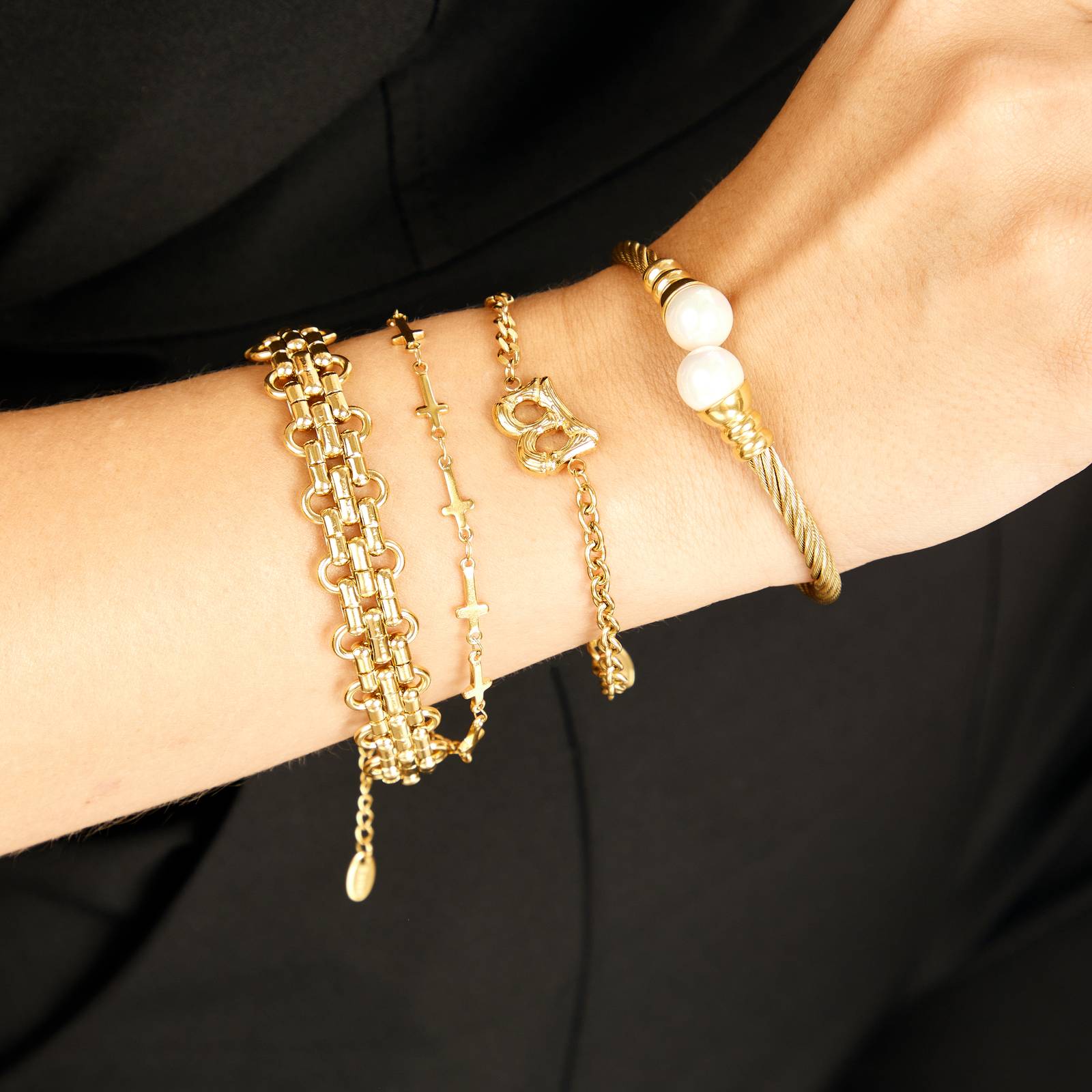 18K gold plated Stainless steel "Letter "B"" bracelet, Intensity SKU ...