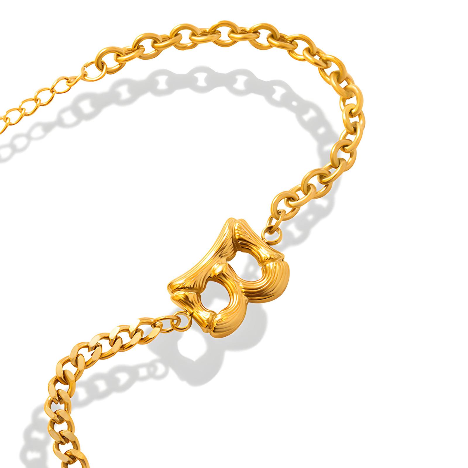 "B" Bracelet, 18K Gold Plated Steel SKU #86706-0 wholesale supplier -Glozzo