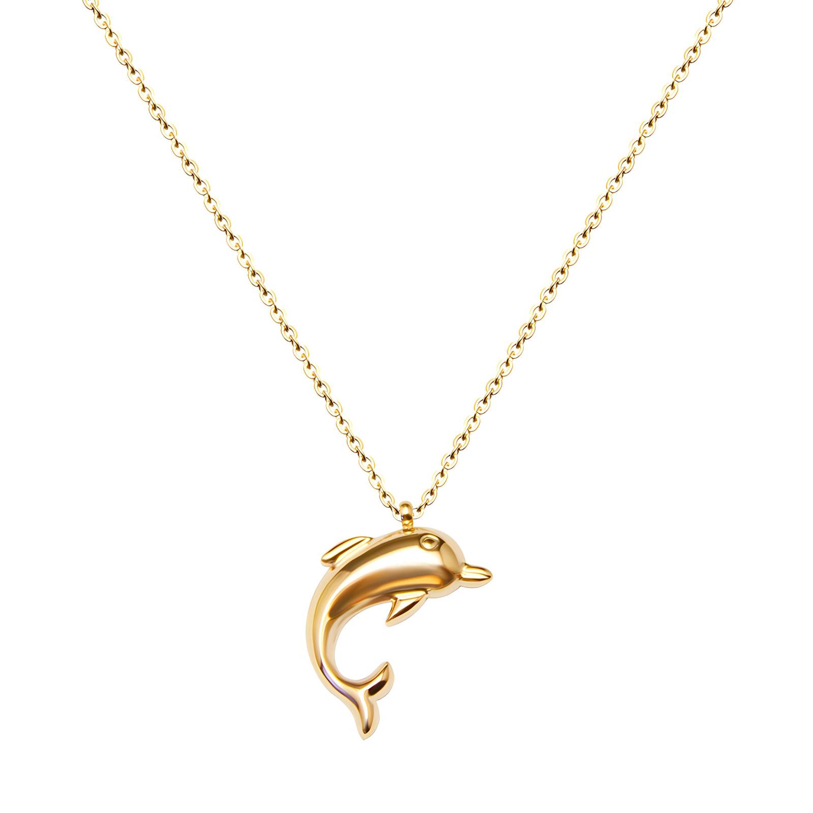 18K gold plated Stainless steel "Dolphin" necklace, Intensity SKU ...