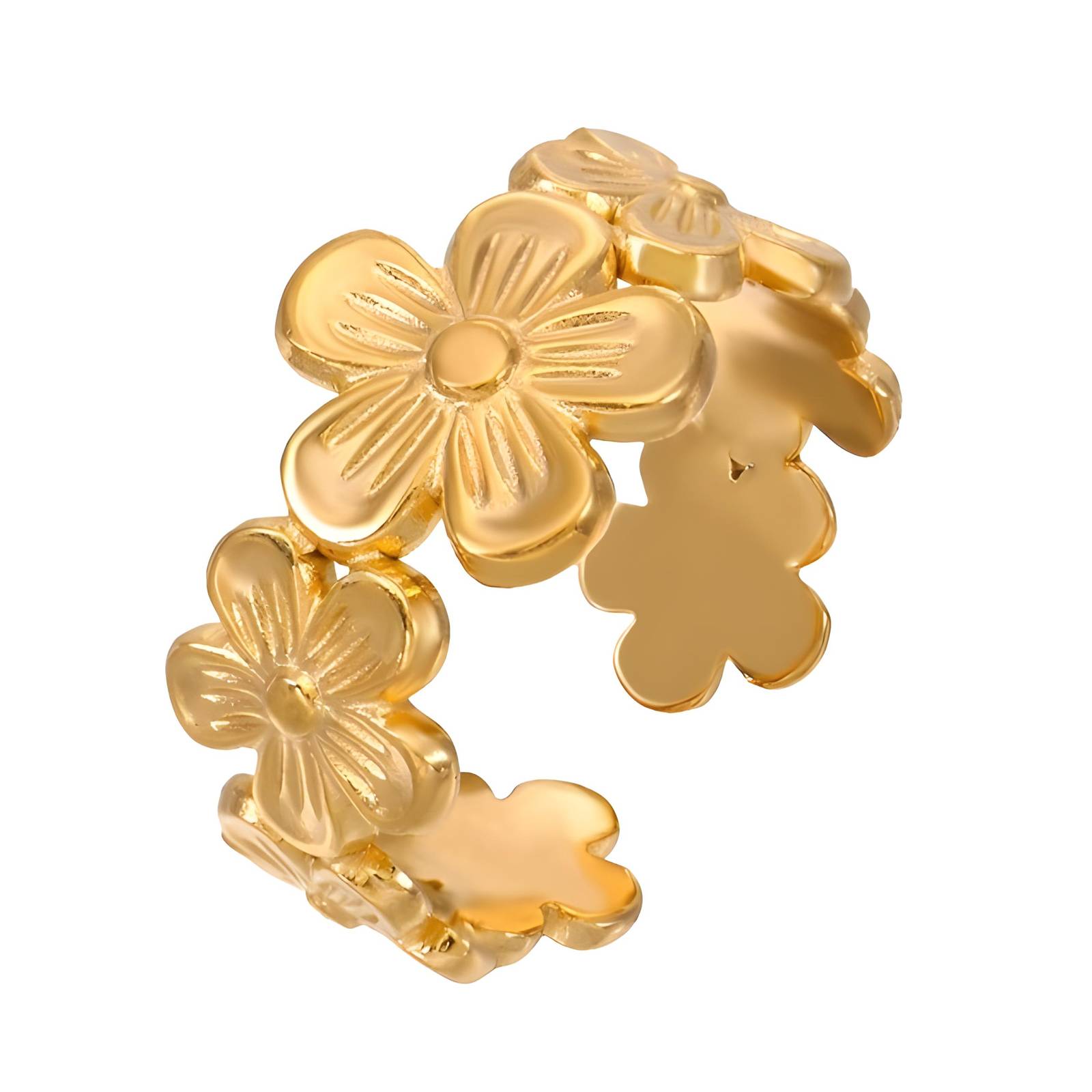 18K gold plated Stainless steel "Flowers" finger ring, Intensity SKU ...