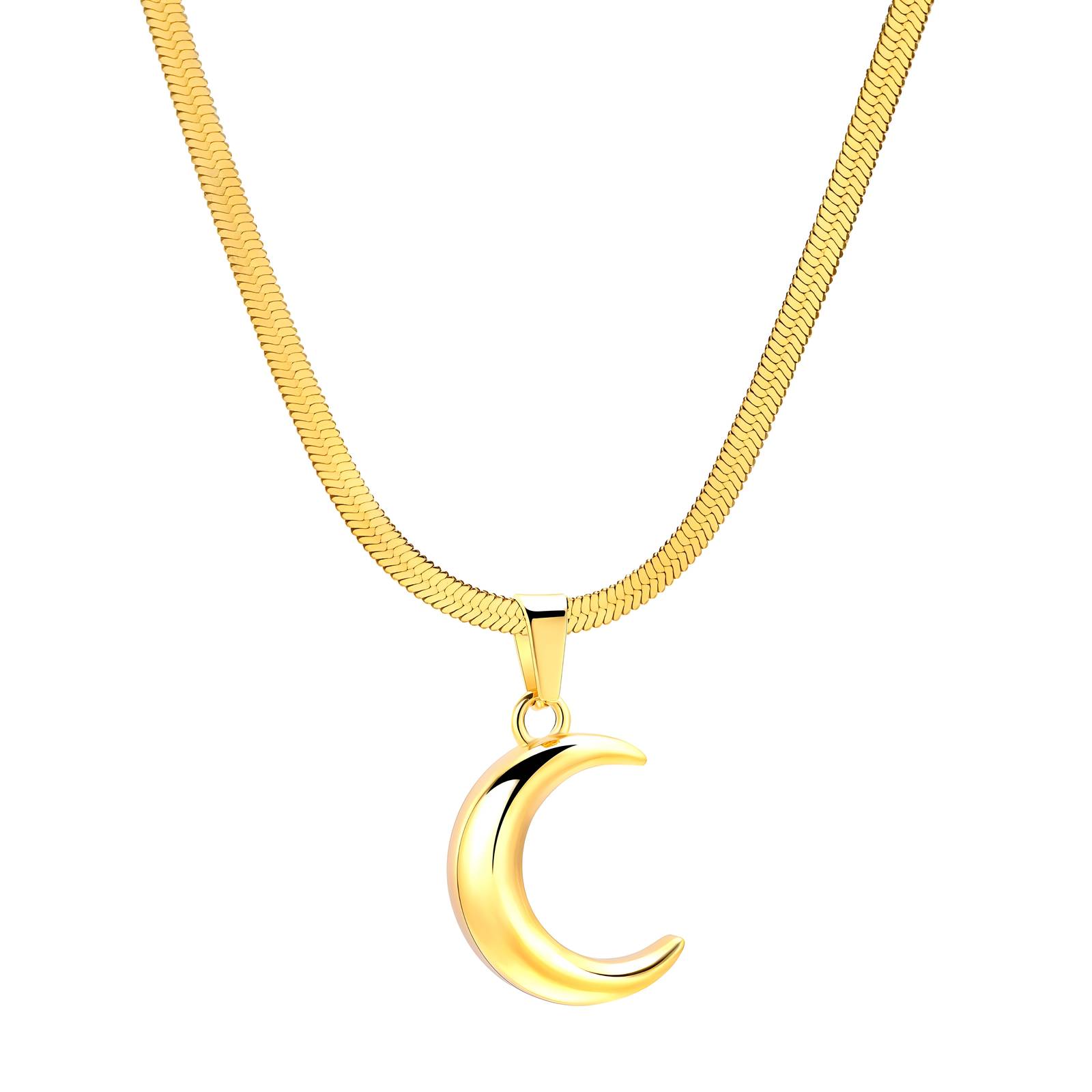 18K gold plated Stainless steel "Crescent" necklace, Intensity SKU ...