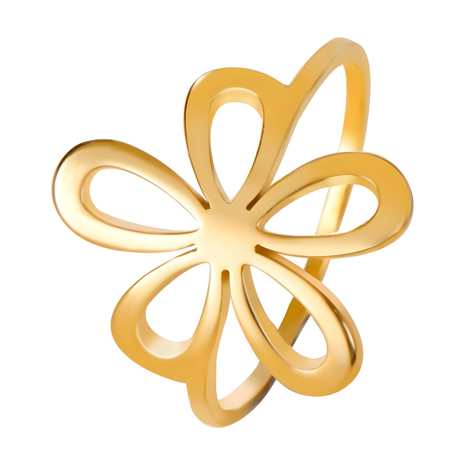 18K gold plated Stainless steel "Flower" finger ring, Intensity SKU ...