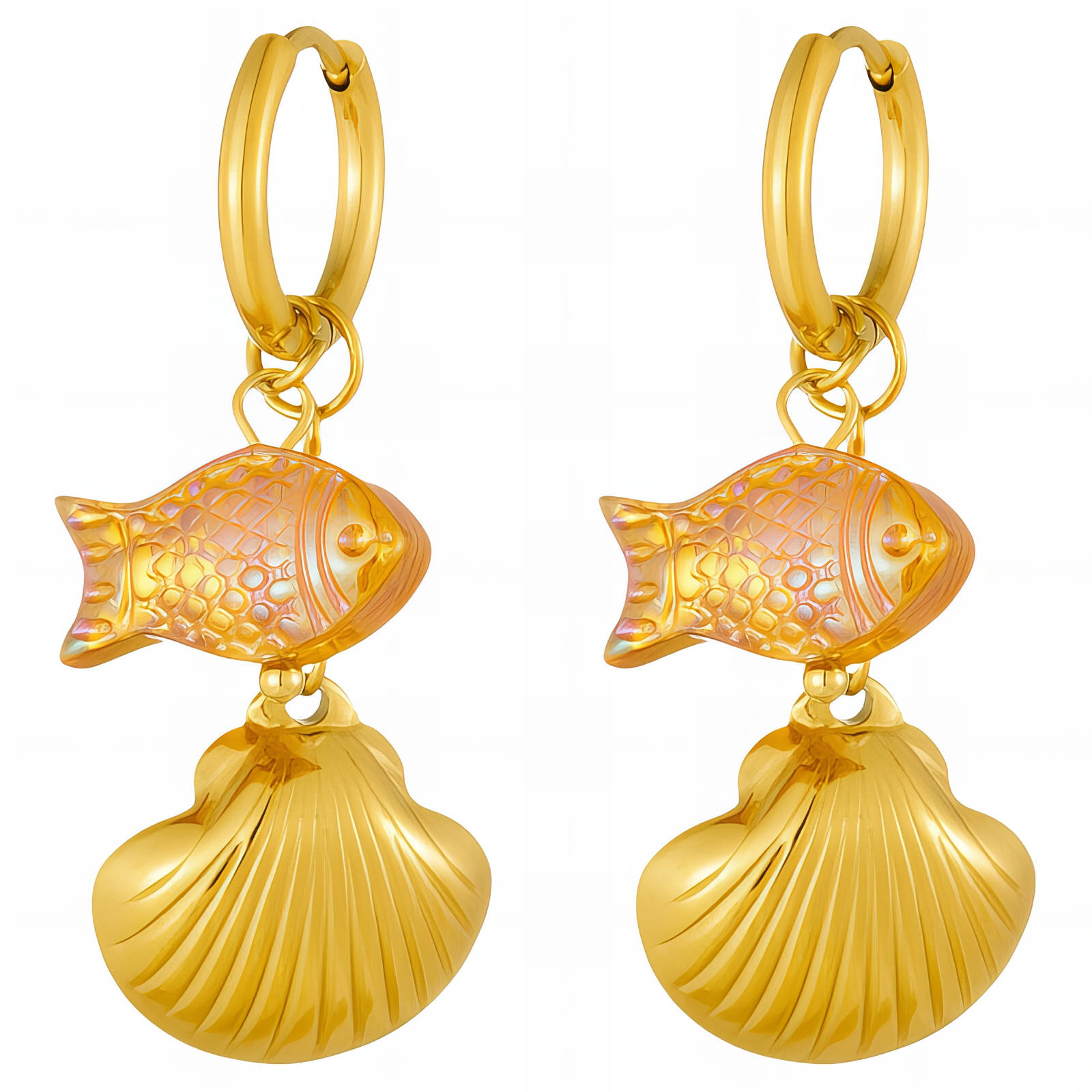 "Seashell" Earrings, 18K Gold Plated Steel SKU #91017-0 wholesale ...
