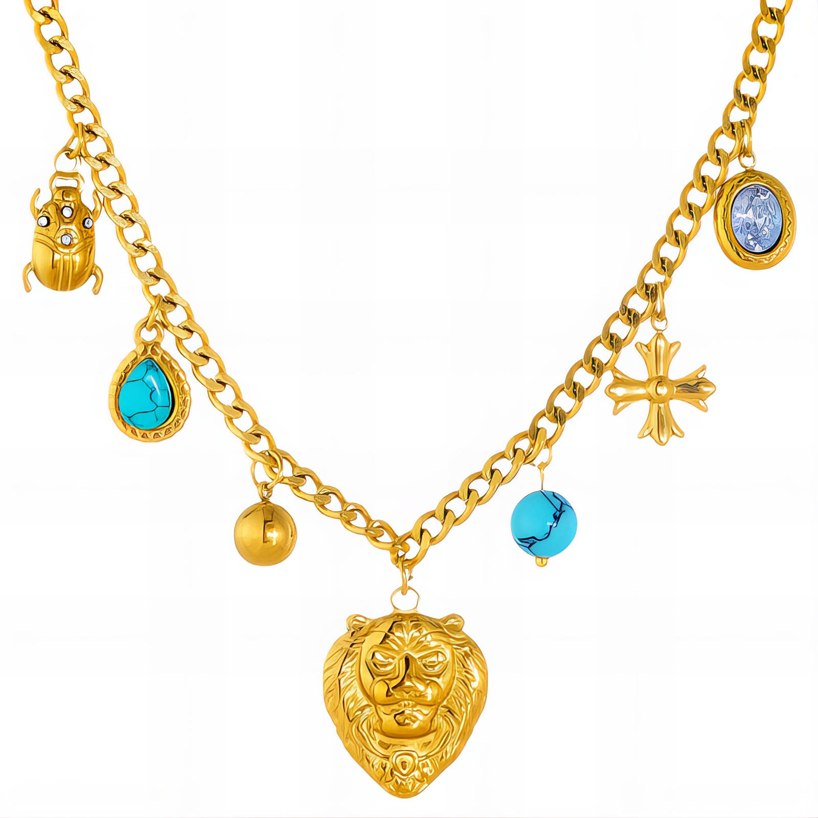 "Lion" Necklace, 18K Gold Plated Steel SKU #91054-0 wholesale supplier ...