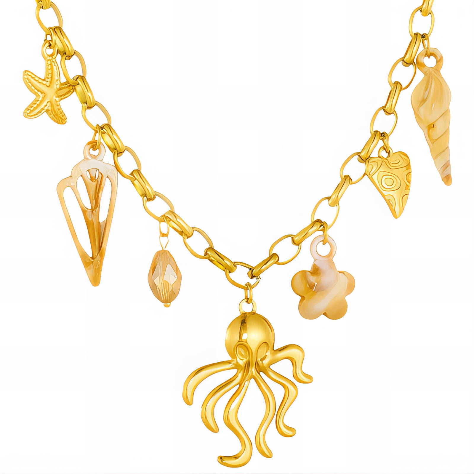 "Squid" Necklace, 18K Gold Plated Steel SKU #91060-0 wholesale supplier ...